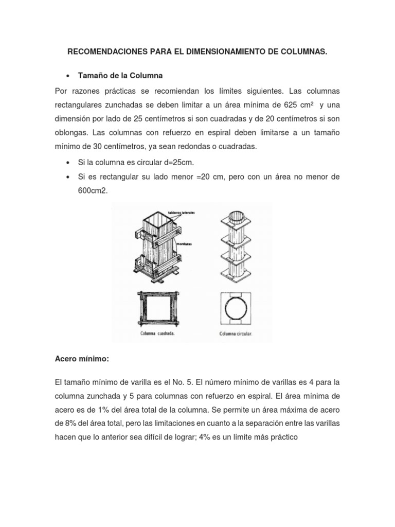 Recomendaciones para El Dimensionamiento de Columnas | PDF | Doblar ...
