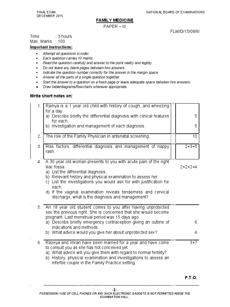 Flm-Iii Dec 15 | PDF | Physical Examination | Infertility