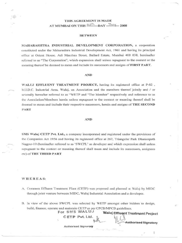 MIDC TRI Party Agreement | PDF