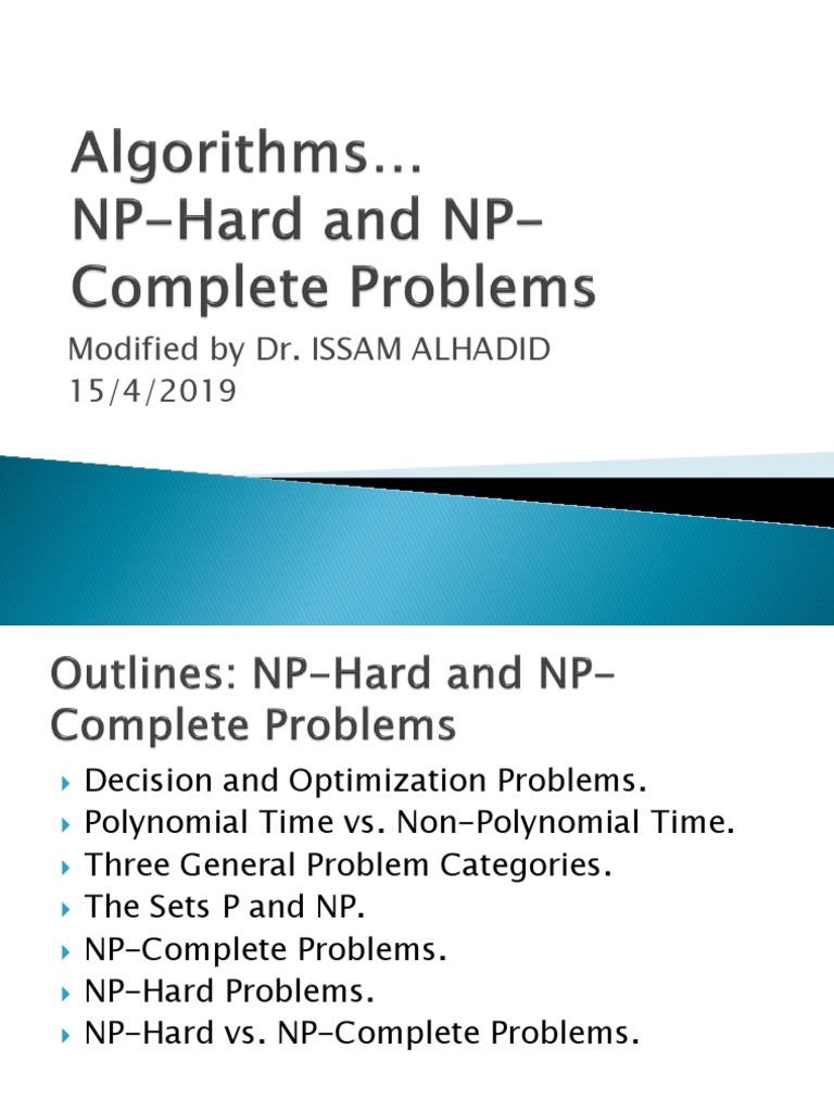 Algo - Mod12 - NP-Hard and NP-Complete Problems | PDF | Time Complexity | Computational ...