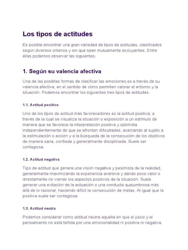 Los Tipos de Actitudes | PDF | Actitud (psicología) | Racionalidad