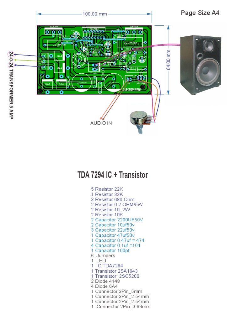150 Watts Mono Amplifier Board DIY With 2sc5200, 2sa1943 & TDA7294 PDF | PDF
