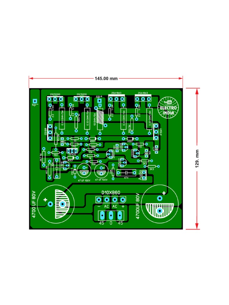 200 Watts Mono Audio Amplifier Board DIY 2SC5200+2SA1943 Transistor ...