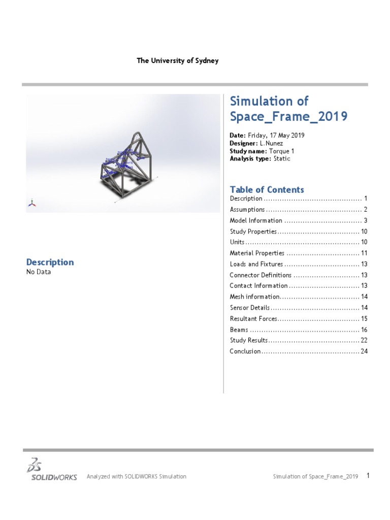 Space Frame 2019 Simulation Analysis | PDF | Young's Modulus | Strength ...