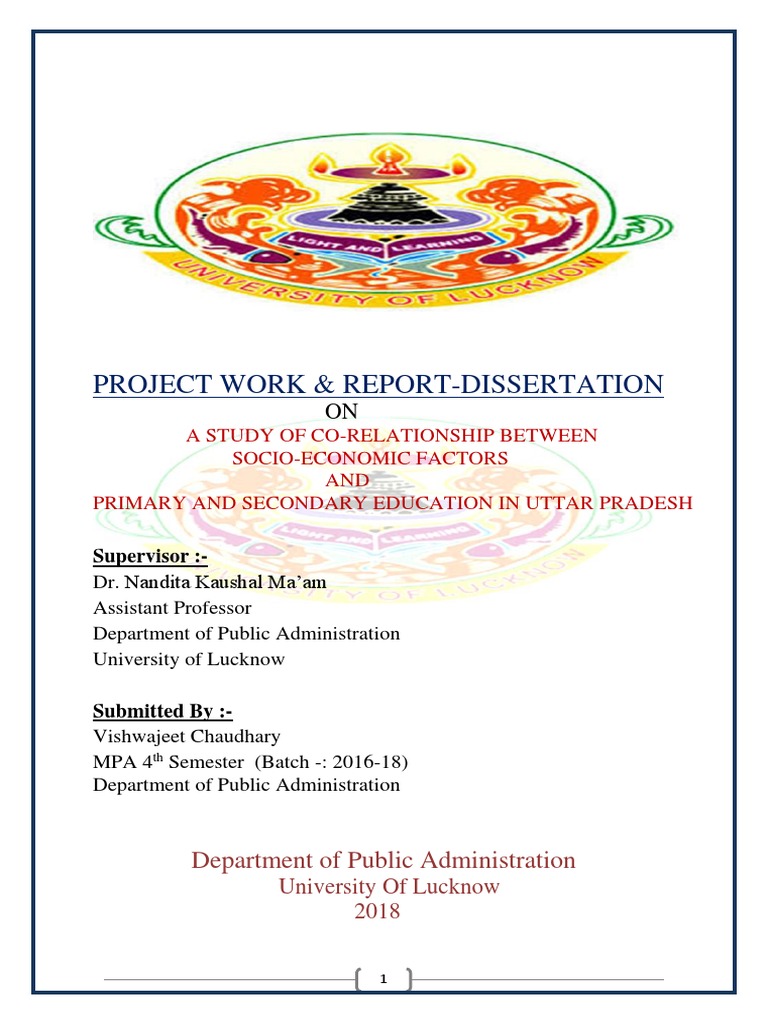 Project Work & Report-Dissertation: Department of Public Administration ...