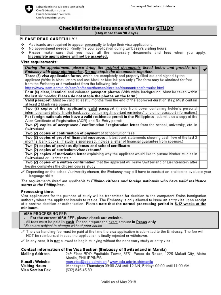 Revised Checklist STUDY en | PDF | Travel Visa | Passport
