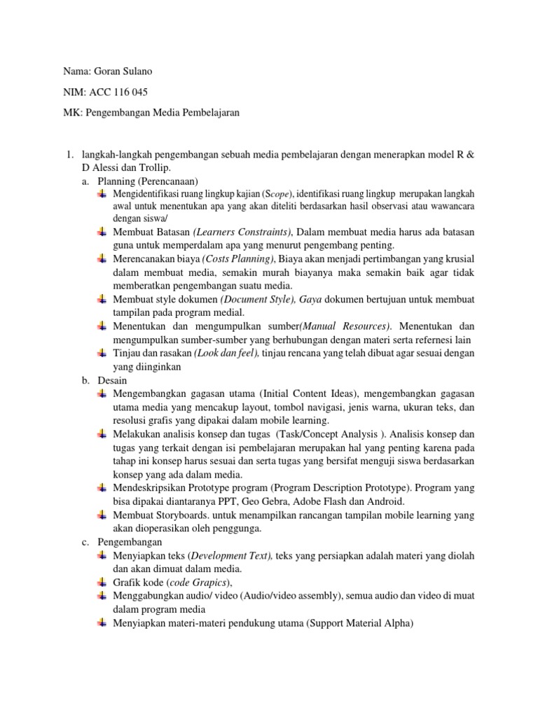 Pengembangan Media Pembelajaran Alessi & Trollip | PDF