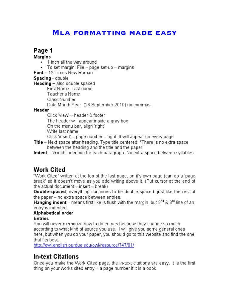 Mla Formatting Made Easy - WK9 | PDF | Language Arts & Discipline