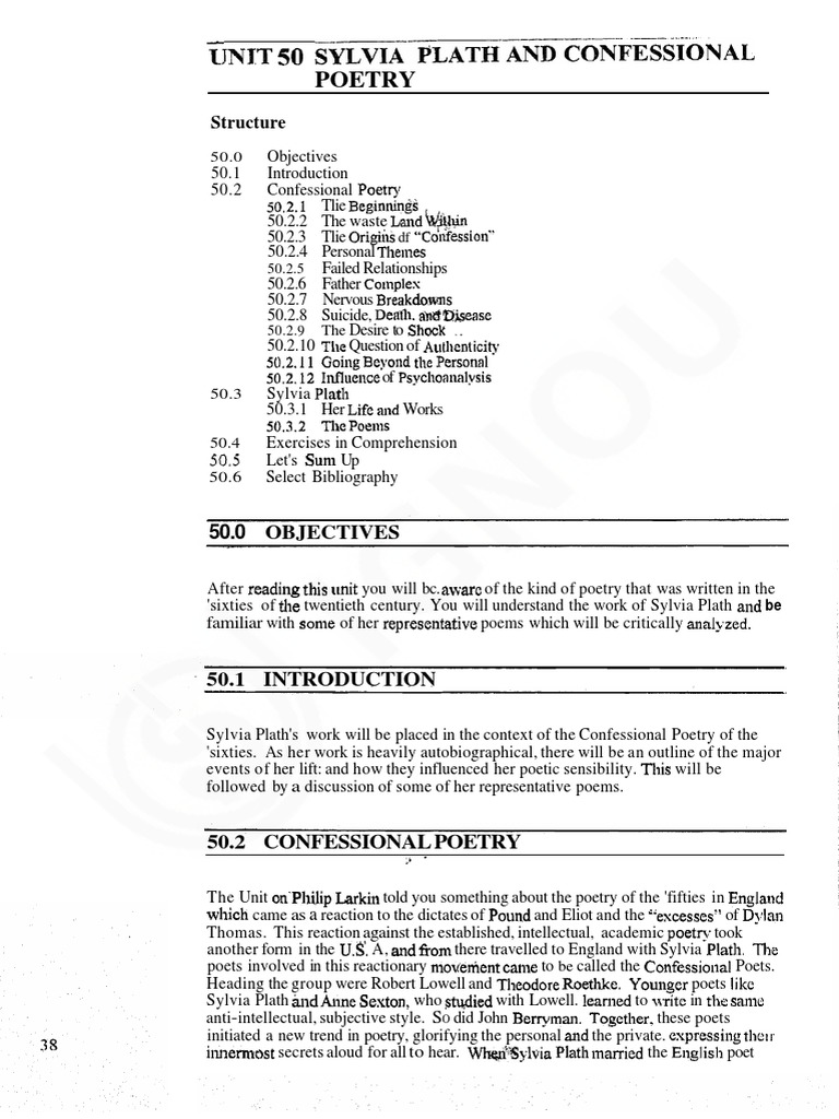 Confessional Poetry of Sylvia Plath PDF | PDF | Sylvia Plath | T. S. Eliot