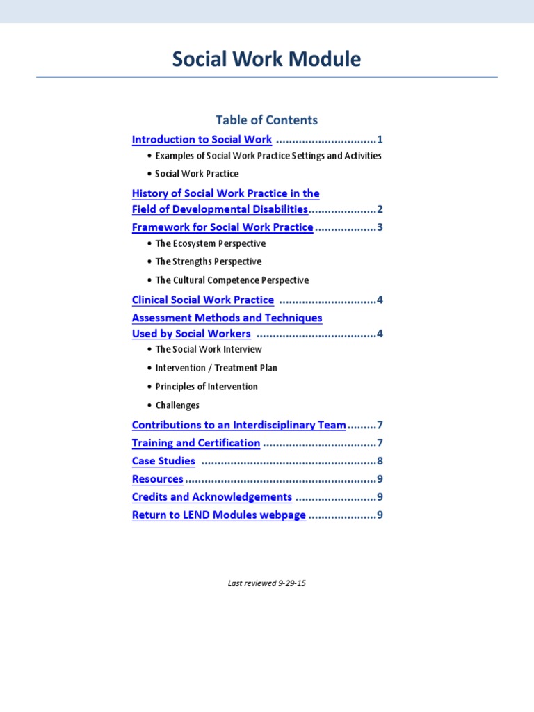 Social Work Module: Last Reviewed 9-29-15 | PDF | Social Work | Child Abuse