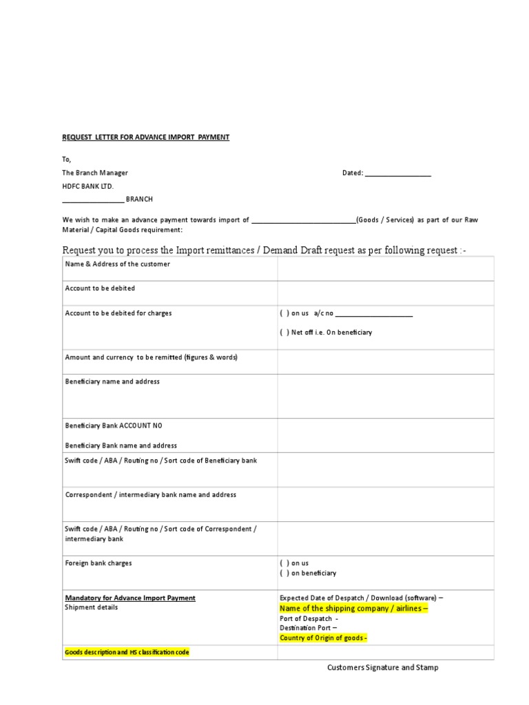 Advance Import Covering Letter | PDF | Banks | Invoice