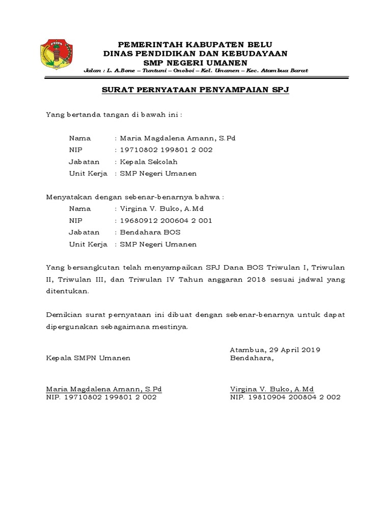 Surat Penyampaian SPJ | PDF