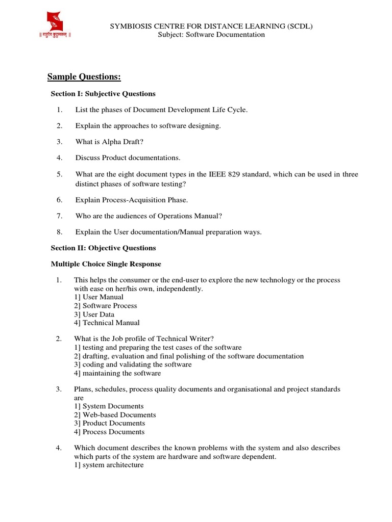 Sample Questions:: Section I: Subjective Questions | PDF | Software ...