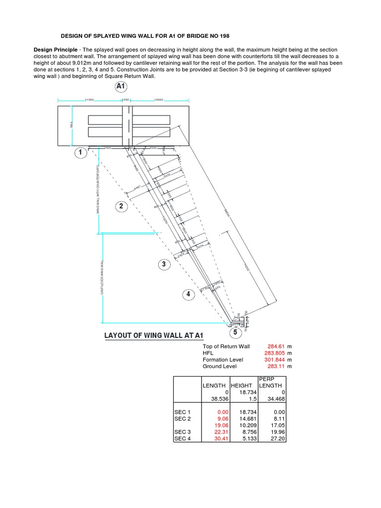 Counterfort Wing Wall 198 R | PDF | Torque | Trigonometric Functions