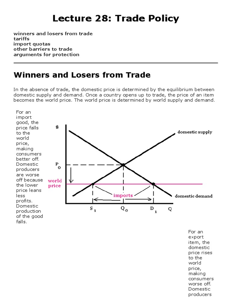 Lecture 28: Trade Policy: Winners and Losers From Trade | PDF | Tariff ...