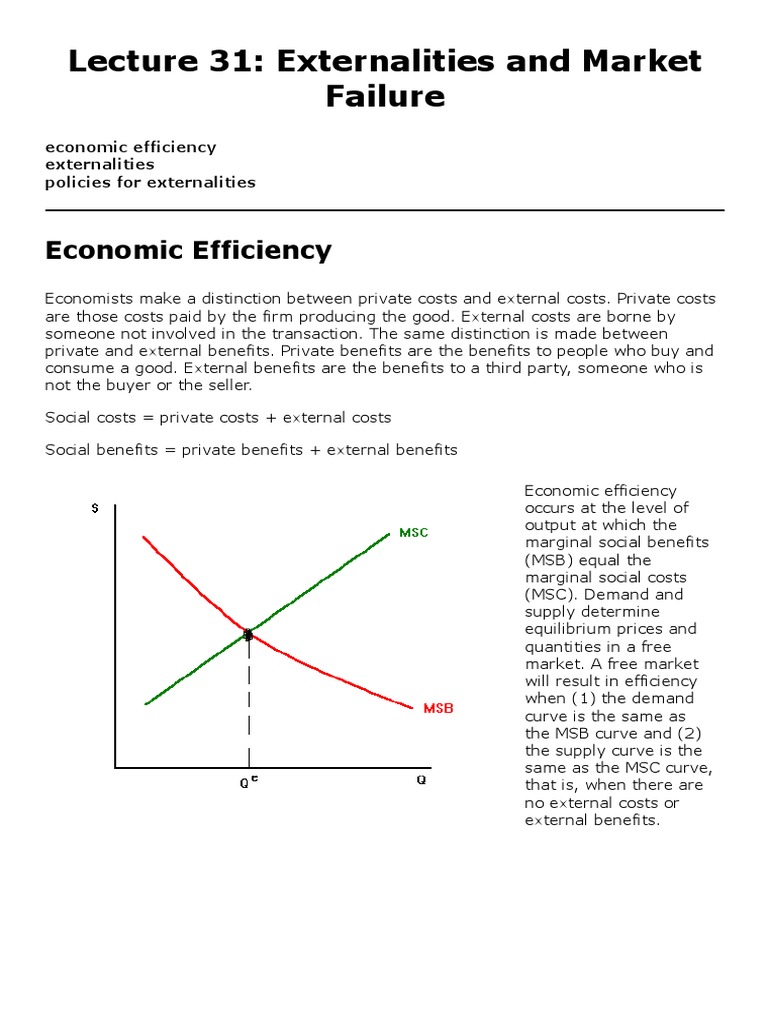 Lecture 31 Externalities and Market Failure | PDF | Externality ...