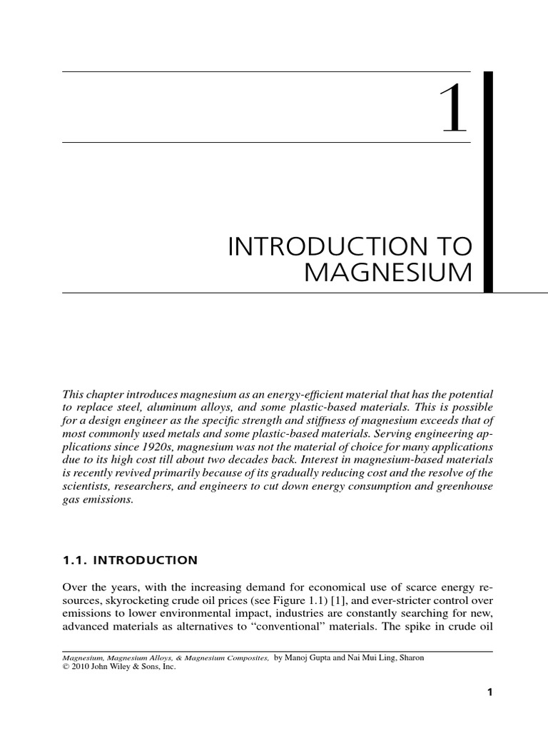 Introduction To Magnesium PDF | PDF | Magnesium | Materials Science
