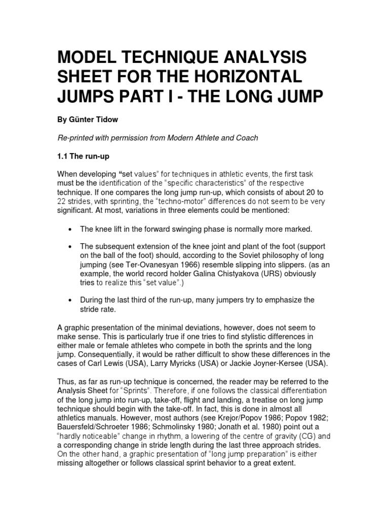 Tidow Long Jump Model | PDF | Motion (Physics) | Sports