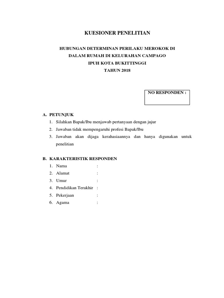 KUESIONER PENELITIAN Angket | PDF
