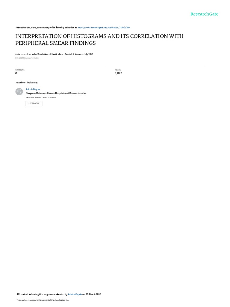Interpretation of Histograms and Its Correlation W | PDF | Platelet ...