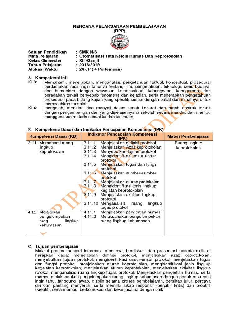 Contoh Humas Keprotokolan Kelas 11 SMK | PDF | Karier & Perkembangan