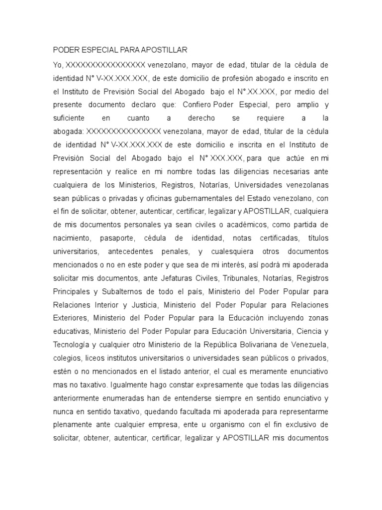 Poder Especial para Apostillar | PDF