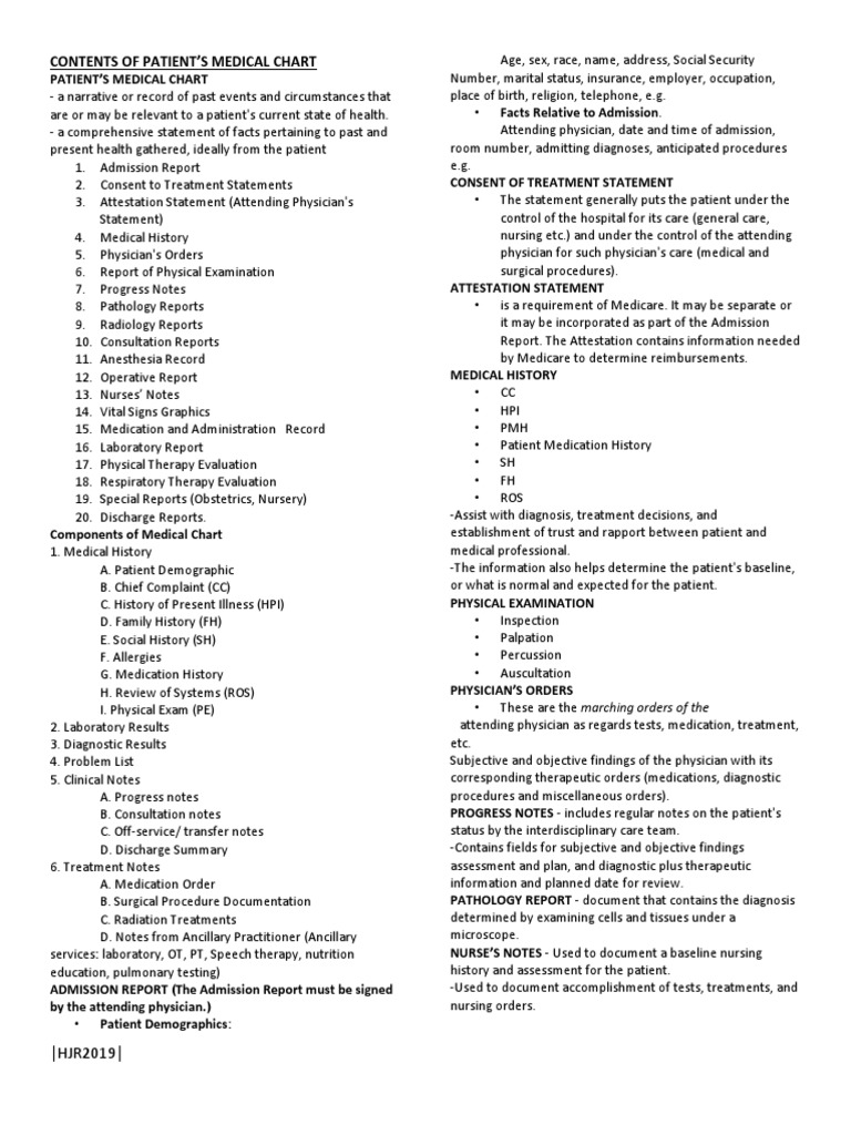 Comprehensive Patient Medical Chart | PDF | Physical Examination ...