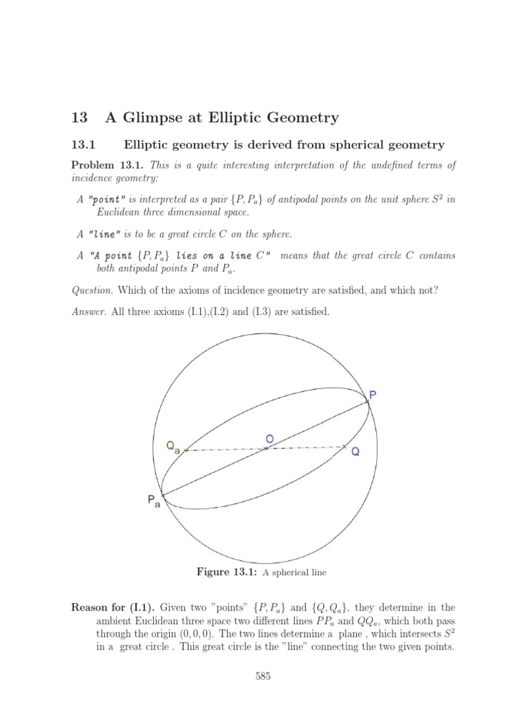 13 A Glimpse at Elliptic Geometry | PDF | Sphere | Triangle