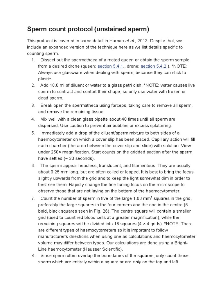 Sperm Count Protocol | PDF | Laboratories | Nature