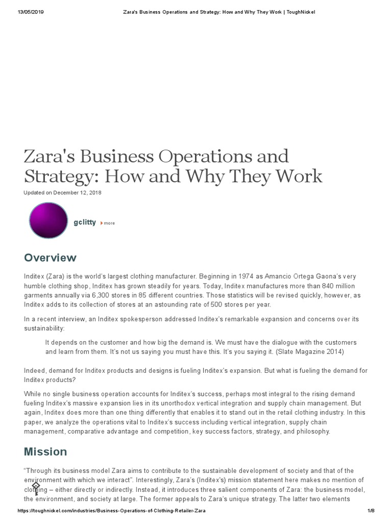 Zara's Operations and Sustainability Strategy | PDF | Strategic ...