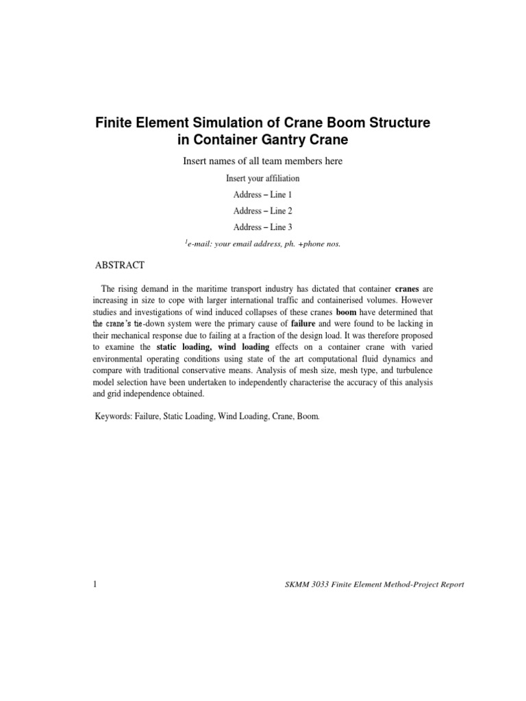 Container Crane FEA | PDF | Crane (Machine) | Finite Element Method