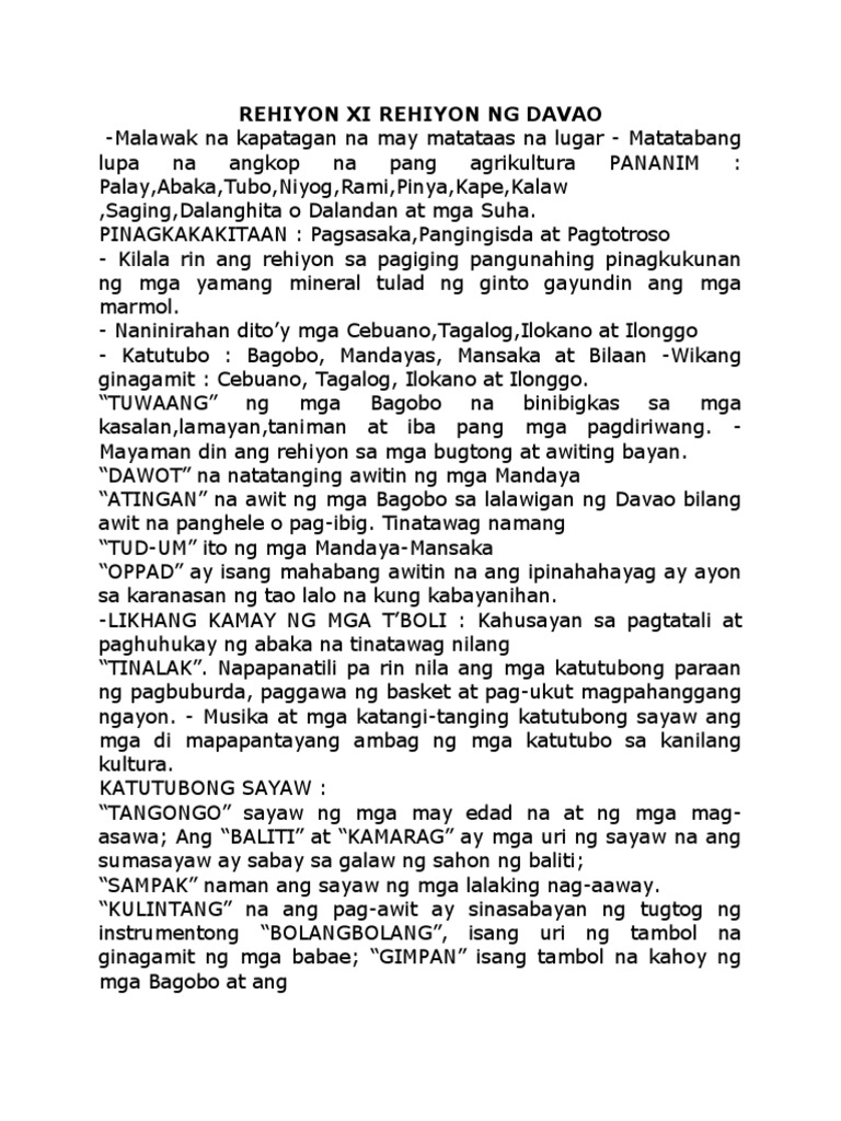 Rehiyon Xi Rehiyon NG Davao | PDF