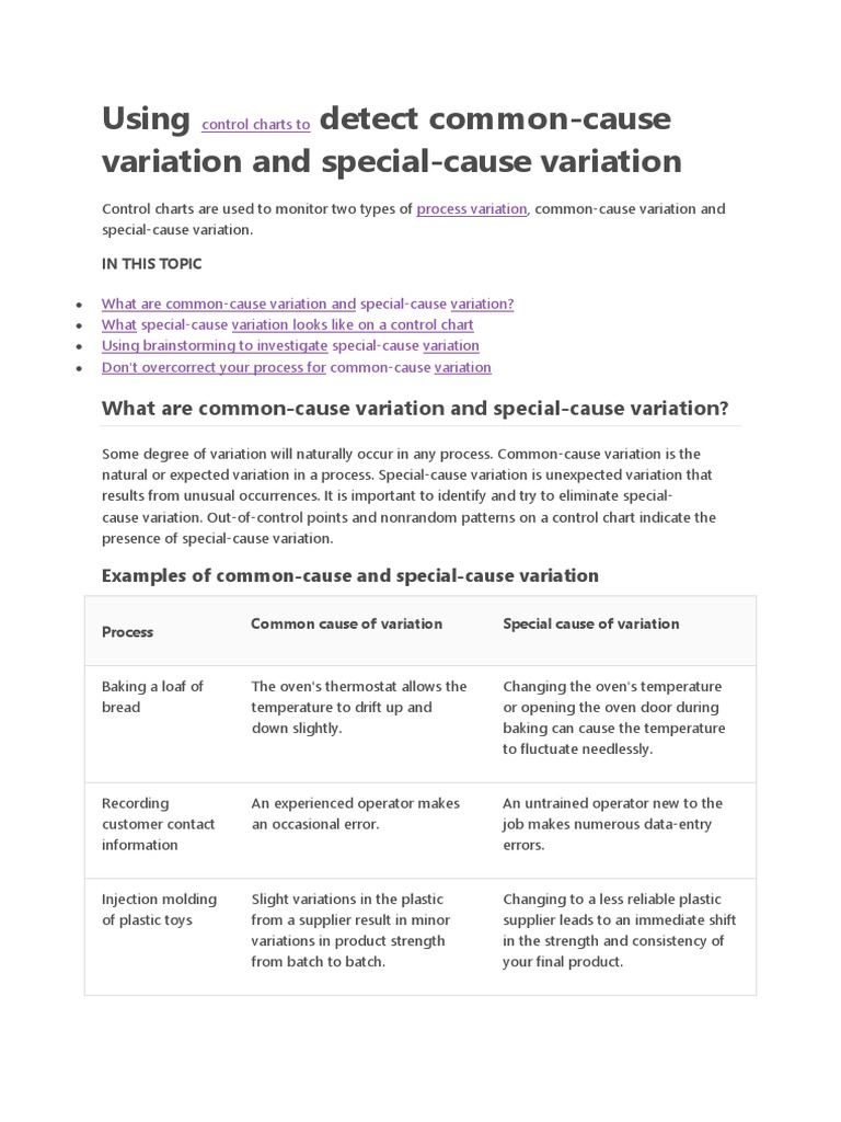 Using Detect Common-Cause Variation and Special-Cause Variation | PDF ...