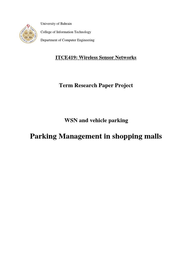 Parking Management in Shopping Malls | PDF | Wireless Sensor Network ...