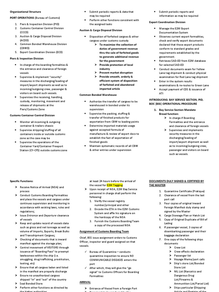 Port Operations and Customs Procedures | PDF | Customs | Quarantine