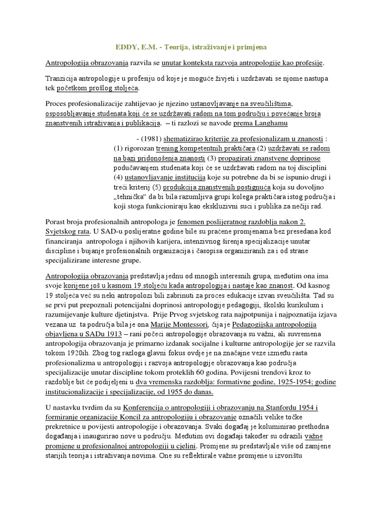 SVE SKRIPTE Antropologija Odgoja I Obrazovanja | PDF