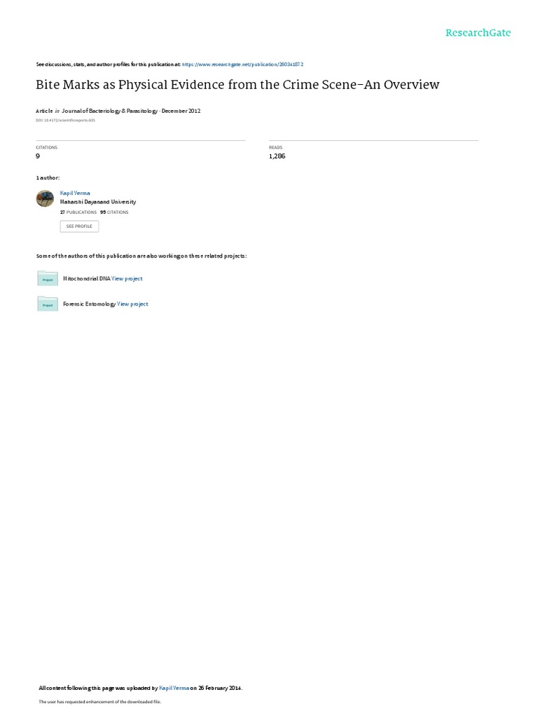 Bite Marks As Physical Evidence From The Crime Scene-An Overview | PDF ...