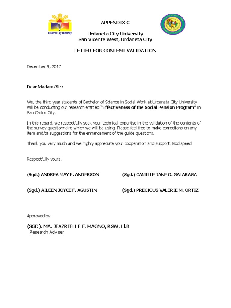 Letter of Validation.-1 | PDF