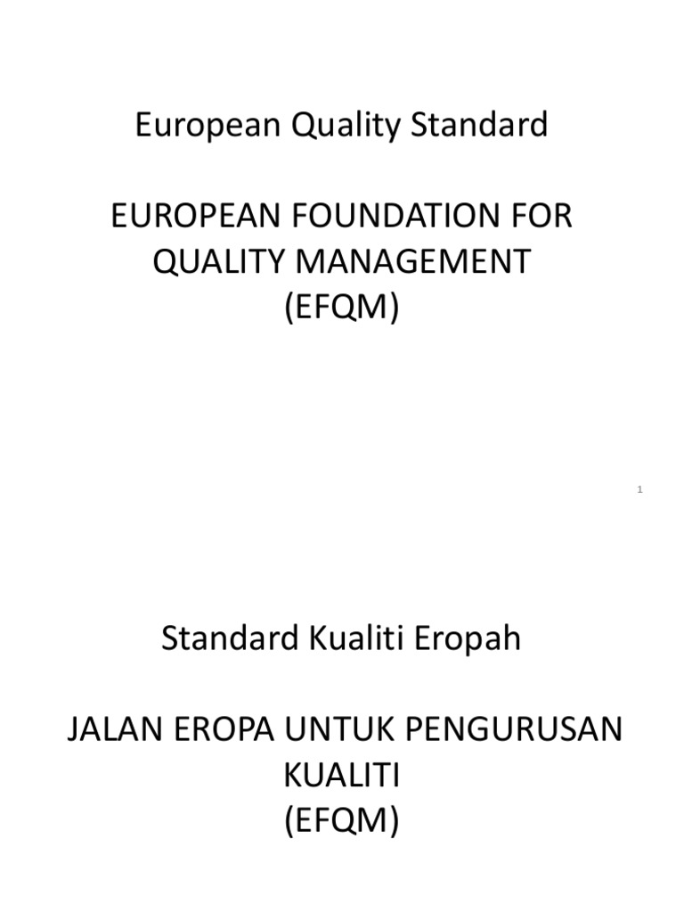 European Quality Standard European Foundation For Quality Management ...