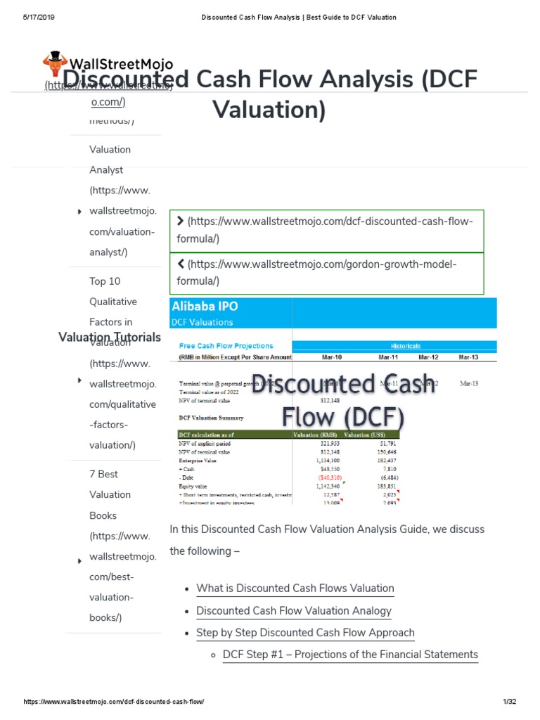 Discounted Cash Flow Analysis - Best Guide To DCF Valuation | PDF ...