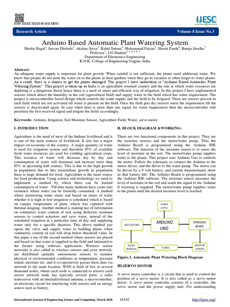 Arduino Based Automatic Plant Watering System1 | PDF | Electrical ...