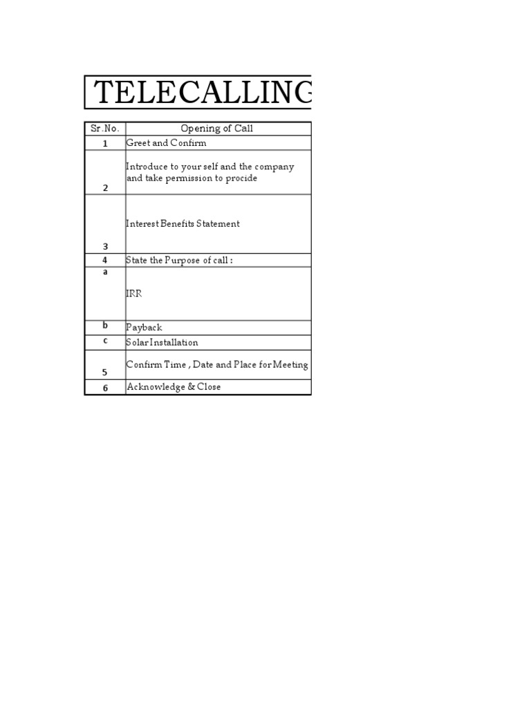 Telecalling Structure | PDF