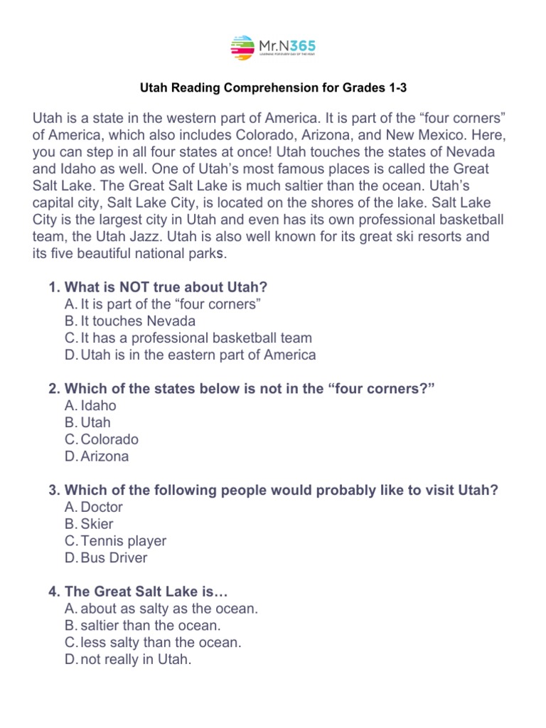 Utah Trivia for Kids: Questions & Answers | PDF