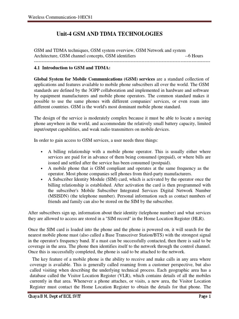 Wireless Communication Unit 4 | PDF | Subscriber Identity Module | Mobile Phones