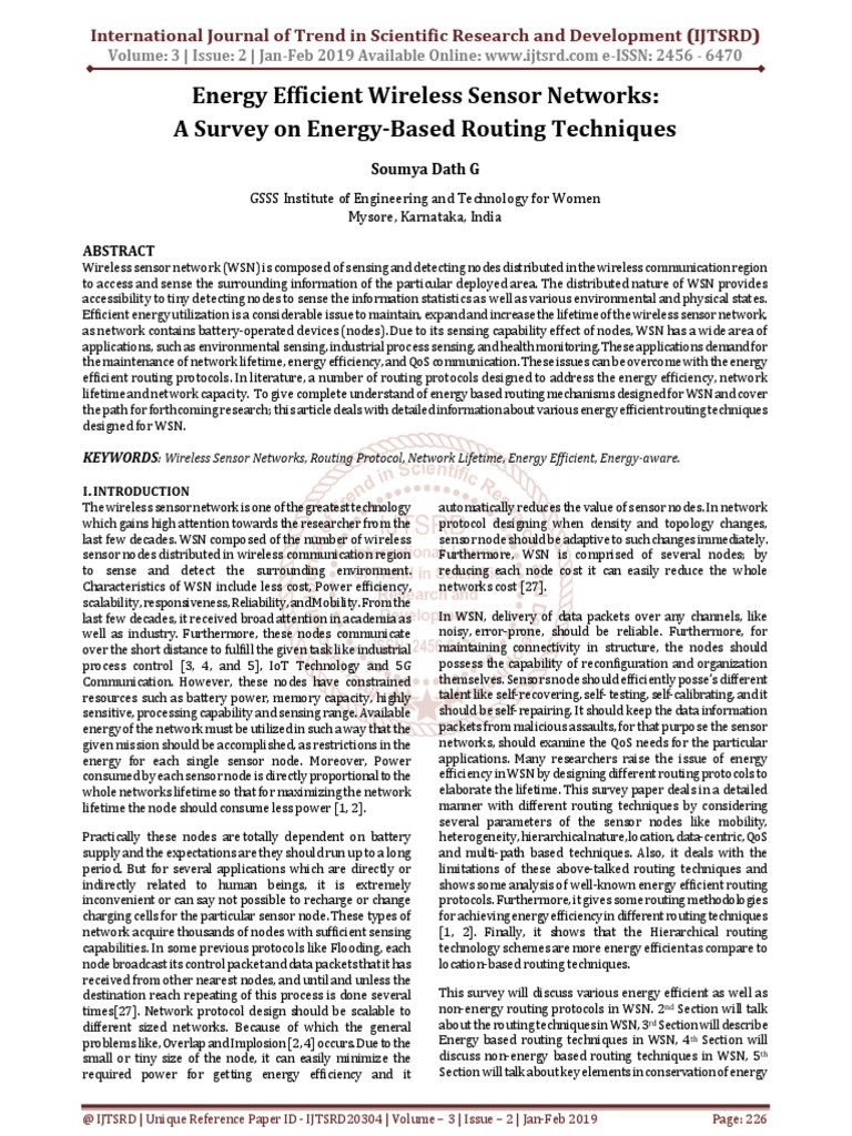 Energy Efficient Wireless Sensor Networks A Survey On Energy Based Routing Techniques Download