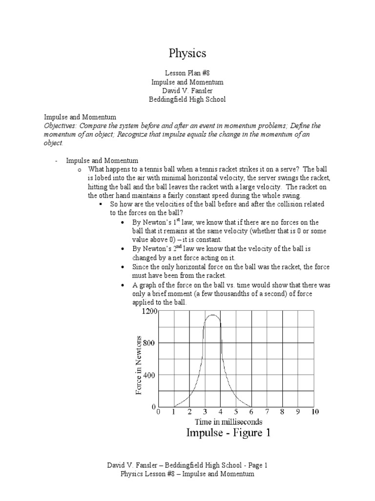 Physics Lesson Plan 08 - Impulse and Momentum PDF | PDF | Momentum ...