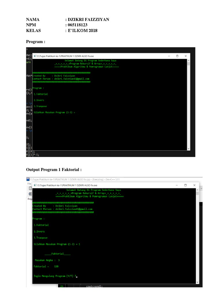 Algoritma Lanjut Dzikri Faizziyan | PDF | Software Engineering | C++