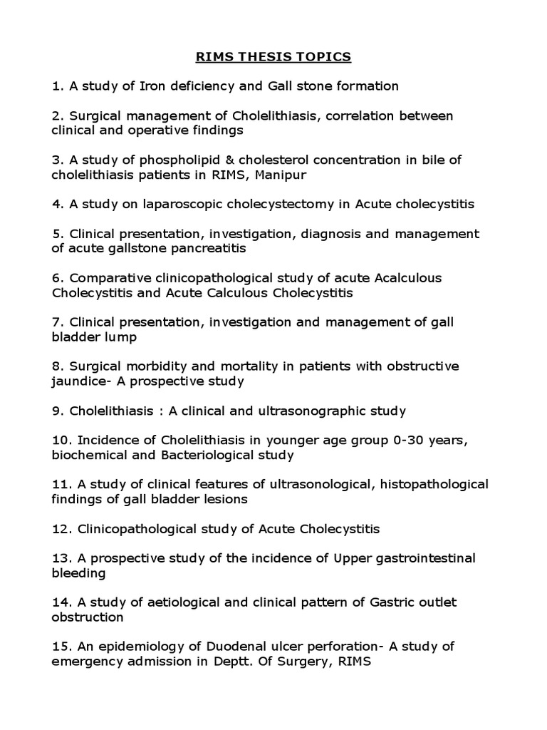 RIMS Thesis Topics | PDF | Digestive System | Surgical Specialties