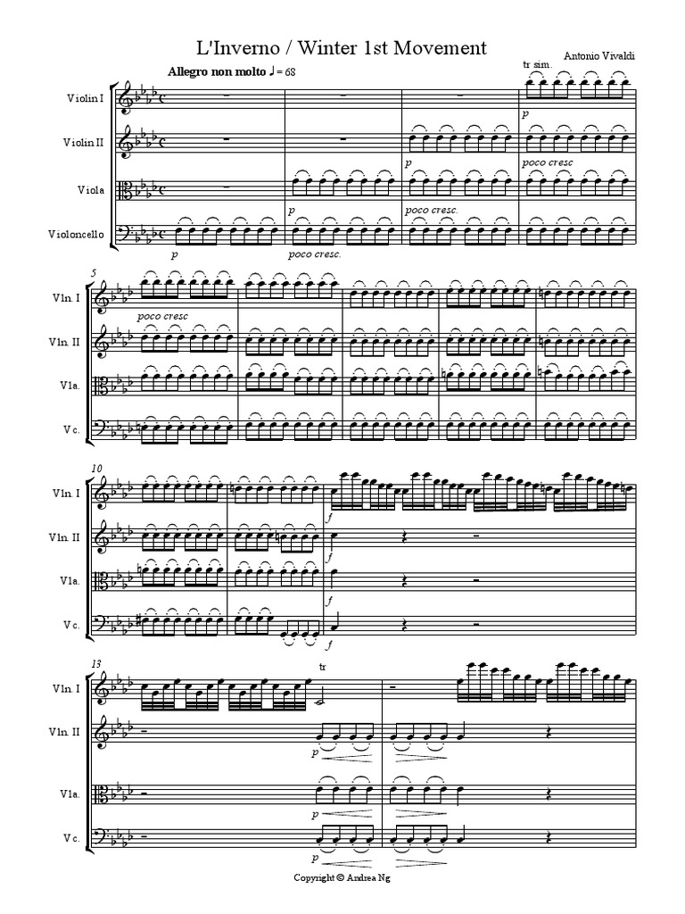 Vivaldi Antonio Winter First Movement Complete Solo 15095 | PDF ...