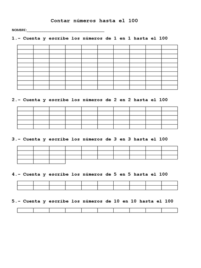 Contar Números Hasta El 100 | PDF